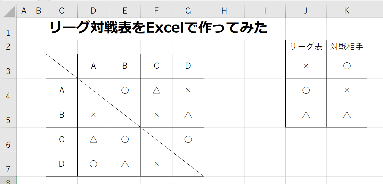 リーグ対戦表をExcelで作る！ポイントはADDRESS関数。対戦チームを増やす場合も対応可 | Excel x Spreadsheet