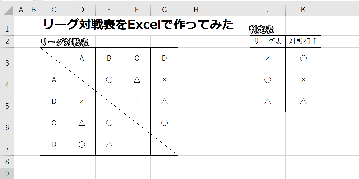 リーグ対戦表をExcelで作る！ポイントはADDRESS関数。対戦チームを増やす場合も対応可 | Excel x Spreadsheet